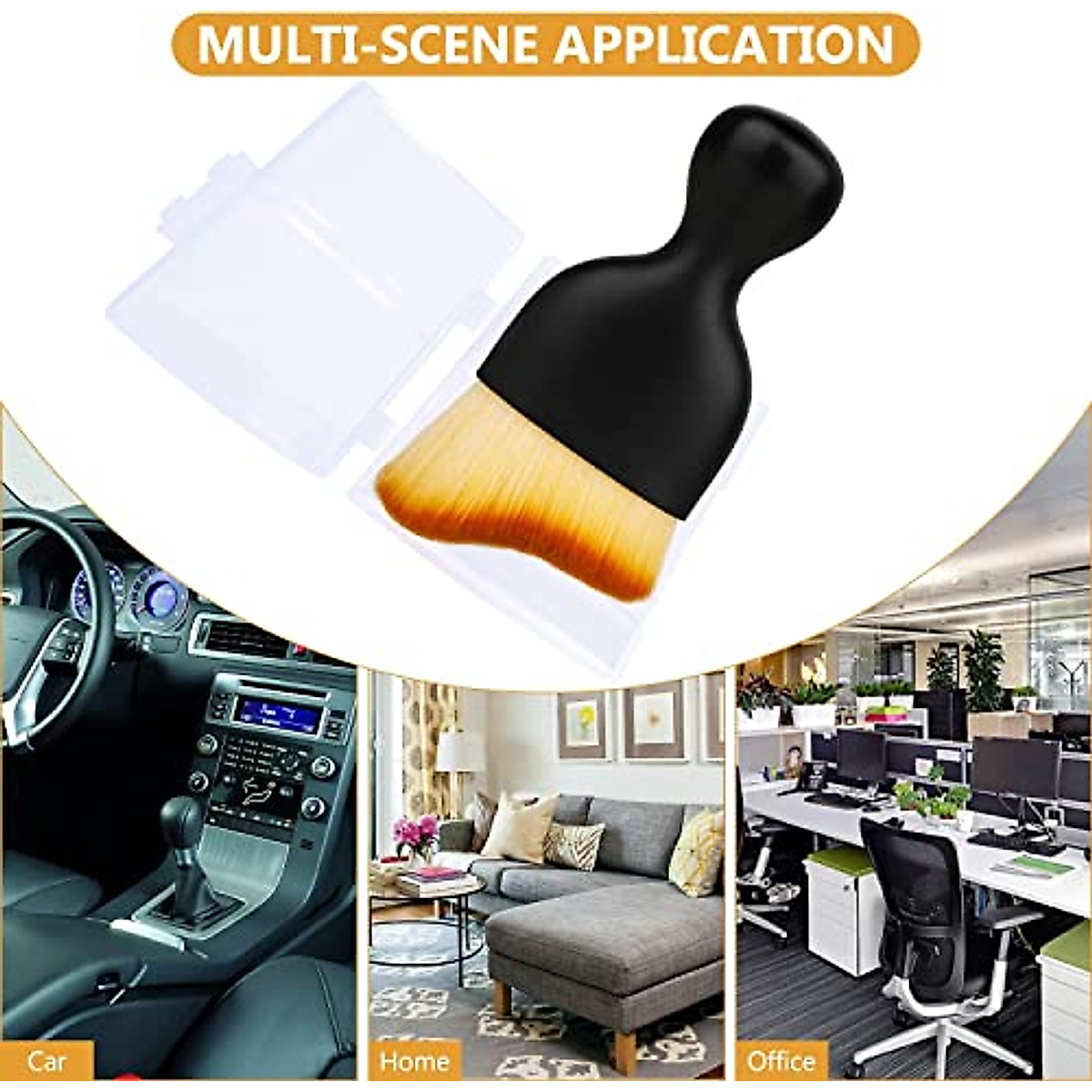 XIGUA Car Brush, Car Interior Cleaning Tool, Car Cleaning Brush Dust Collectors, Curved Design Dirt Dust Clean Brushes, Engine Compartment and Dashboard(2 PCS)