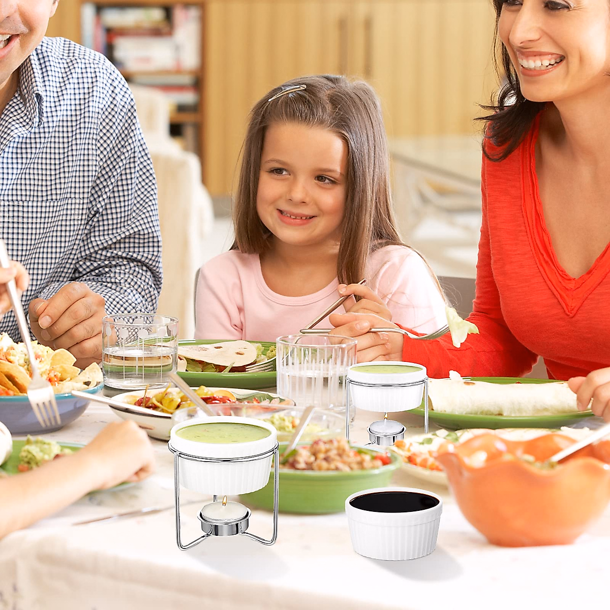 60 Pcs Ceramic Butter Warmers Set, Include 12 Pcs Butter Warmers for Seafood Butter Melter with Stands, 48 Pcs Tea Light Candles Food Warmer Candle for Fondue Chocolate Dishwasher Microwave Oven Safe