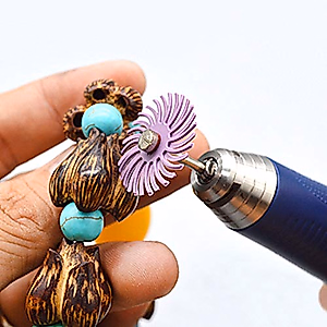 Swpeet 66Pcs 1 Inch 6 Mixed Grit 80/120/220/400/600/1000 Radial Bristle Disc Abrasive Brush Gap Polishing Pad Buffing Wheel Assortment Kit with 1/8" Shank for Rotary Tools Cleaning Finishing Deburring