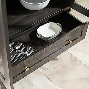 Home Source Display Storage Cabinet in Black with Glass Doors