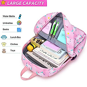 Soekidy Unicorn Toddler Backpack for Girls Cute School Backpack for Girls Kids Backpacks with Lunchbox Animal Cartoon Preschool Backpack Bookbag for Kindergarten