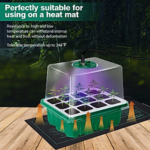 Patigrow 3 Pack Seed Starter Tray with Grow Light, Flexible Silicone 36 Cells Reusable Seed Starter Kit with Humidity Dome, Dishwasher Safe Seeding Starter Trays Indoor Greenhouse for Seed Starting