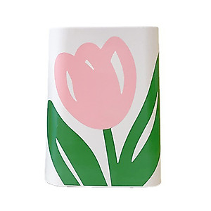 Floral Trash Can Large Mouth Cute Appearance Modern Style Garbage Waste Basket for Kitchen Bathroom Bedroom (Square Small Size)