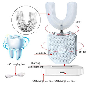 Magentak Automatic Electric Toothbrush for Adults, 360 Degree Electric Toothbrush, Electric Travel U Shape Toothbrush, White