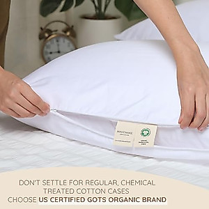 MakeMake Organics Organic Pillowcase Toddler (Set of 2) GOTS Certified Organic Cotton Toddler Pillowcase Zippered Breathable Non Toxic Fits 13x18 Toddler Travel (14x19, Pearl White)