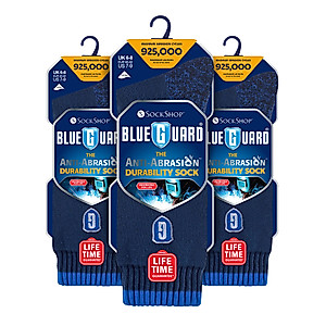 Blueguard - 3 Pack Mens Heavy Duty Cotton Durable Work Socks with Arch Support (13-15, Blue)