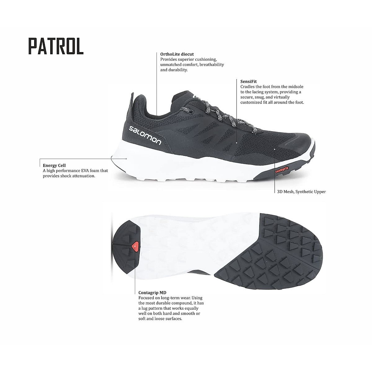 Salomon Patrol Hiking Shoes for Men Climbing, Magnet/Pearl Blue/Tobacco Brown, 7