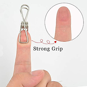 Wire Clothespins Laundry Chip Clips - 100 Pack Bulk Clothes Pins Heave Duty,Durable Metal Clothes Pegs Long-Lasting Strong-Grip Multi-Purpose for Clothesline,Snack Bags,Pictures,Paper at Home,Office