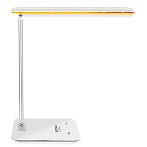 Miady LED Desk Lamp Eye-Caring Table Lamp, 3 Color Modes with 4 Levels of Brightness, Dimmable Office Lamp with Adapter, Touch Control Sensitive(White Aluminum)