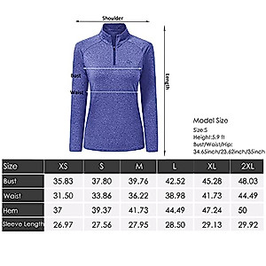 AjezMax Long Sleeve Running Shirts Womens Half Zip Pullover Athletic Workout Tops Sky Blue S