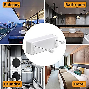 Danpoo Retractable Clothesline, 13.8 Ft Stainless Steel Double Clothes line retracting Indoor, Heavy Duty Retractable Laundry Line Wall Mounted, White