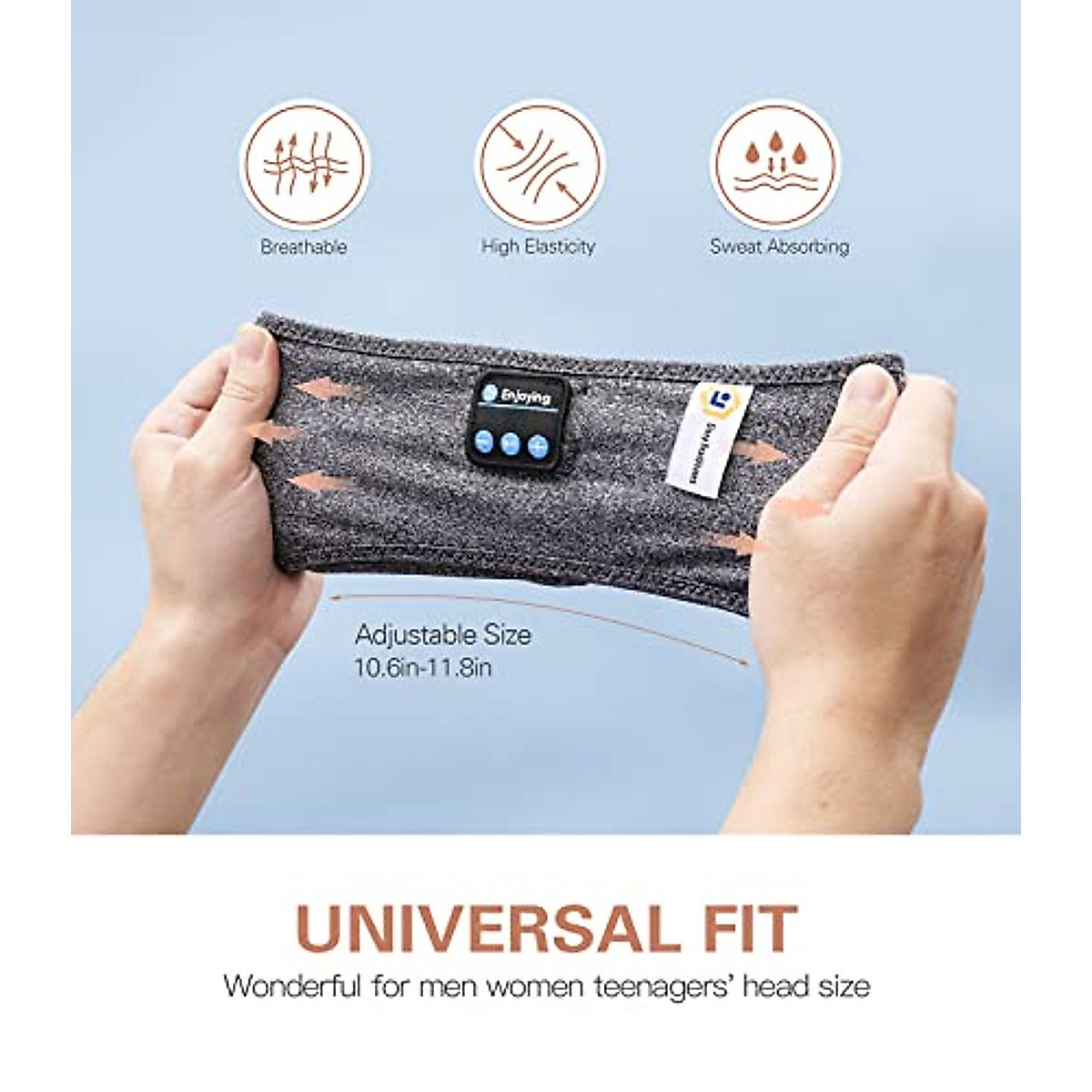 Sleep Headphones Headband, Wireless Sleep Earbuds, Soft Elastic Cozy Headband Headphones, Sleep Headband for Workout, Yoga, Travel, Gift for Women Men