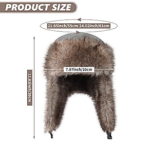 Coume 3 Pieces Russian Trapper Ushanka Hats for Men Women Warm Windproof Winter Hats with Ear Flaps Classic Style