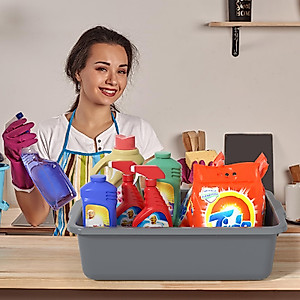 Ziglous 24 L Plastic Bus Box, Commercial Plastic Restaurant Bus Tubs, Gray, 4 Packs