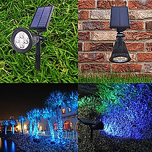 Clordeal Solar Spotlights Outdoor Waterproof Adjustable Solar Garden Landscape Spot Light, 4 LEDs 2-in-1 Auto On/Off Solar Inground Lights for Patio Yard Garden Driveway Pathway (2 Pack, Blue)