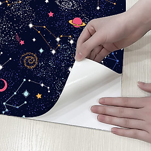 Qoubao Stars Constellations Peel and Stick Wallpaper for Nursery Kids Boys Girls Room Wall Decoration Astronomy Art Mural Removable