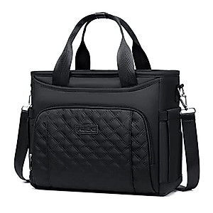 AIJIEKE Lunch Bag for Women, Insulated Lunch Box Tote Bag for Work, Extra Large Wide Open Leak Proof Cooler Bag with Shoulder Strap & Side Pockets for Picnic Hiking Beach, Black