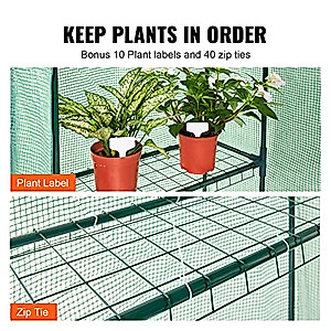 VEVOR Walk-in Green House, 55.5 x 29.3 x 80.7 inch, Portable Greenhouse with Shelves, High Strength PE Cover with Roll-up Zipper Door and Steel Frame, Set Up in Minutes, for Planting and Storage