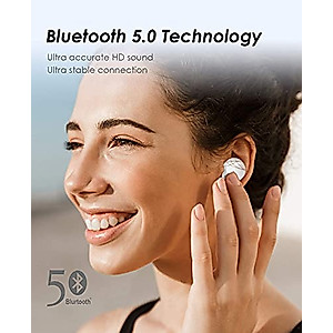 Tecno True Wireless Earbuds Noise Cancelling, Wireless Bluetooth Headphone with Microphone, Wireless in Ear Earbuds with Charging Case, Touch Control Waterproof with Mic Deep Bass for Sport White, H2