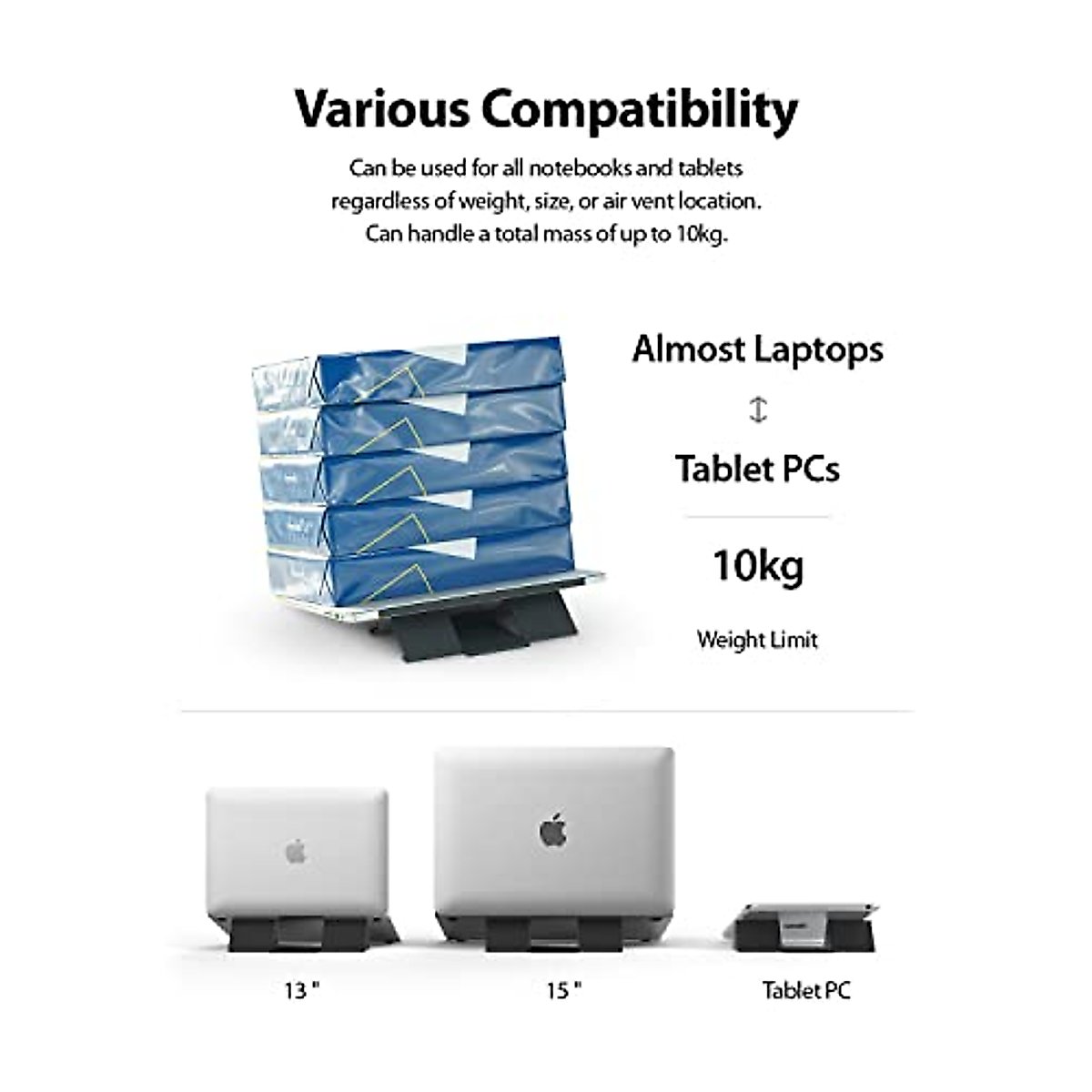 Ringke Folding Stand 2, Portable & Foldable Design Lightweight Anti-Slide Open Space Cooling Two Elevation Adjustments Invisible Laptop Stand for MacBooks, Tablets, Laptops and Notebooks - Gray