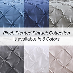 Southshore Fine Living, Inc. Pinch Pleated Pinktuck Duvet Cover Bedding Set with Zipper and Corner Ties, Soft Cozy Bedspread 2-Piece with one Matching sham, Coronet Blue, Twin/Twin XL