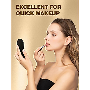 Qislee Compact Mirror Bulk, Round Makeup Mirror for Purse, Set of 4 (Black)