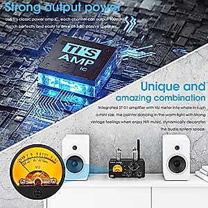 Douk Audio ST-01 200W Bluetooth Amplifier, 2 Channel Vacuum Tube Power Amp with USB DAC/Coaxial Optical Inputs/VU Meter/Treble Bass Control for Home Theater/Stereo Speakers (Upgrade Version)