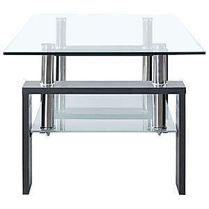 QJBSAVVA Coffee Table Gray and Transparent 37.4"x21.7"x15.7" Tempered Glass,Bedside Tables Side Tables End Tables Entrance Tables Suitable for Meeting Rooms, Reception Rooms, Offices