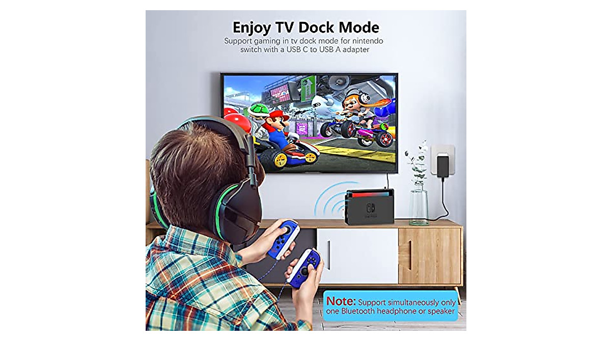 Bluetooth Adapter for Nintendo Switch/Lite, BT 5.0 Wireless Audio ...