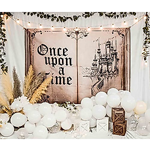 ABLIN 7x5ft Fairy Tale Books Backdrop Old Opening Book Once Upon a Time Ancient Castle Princess Romantic Story Photo Background Wedding Birthday Party Decorations Banner Props
