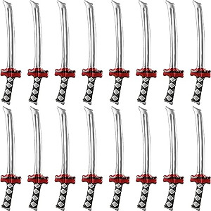 Cotiny 16 Pack Inflatable Ninja Sword Samurai Sword Toy Weapons Inflatable Katana Blow Up Costume Sword for Kids Adults Swimming Pool Party Ninja Cosplay Accessories