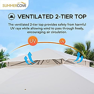 SummerCove Brook Park Outdoor Patio Steel Frame 11 x 13 ft. 2-Tier Soft Top Gazebo with White Canopy Roof for Garden, Backyard, and Lawn Activities