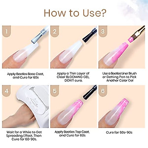 Beetles Nail Blooming Gel 15ml Clear Uv Led Blossom Gel Polish for Spreading Effect Marble Natural Stone Watercolor Floral Print Soak off Nail Gel Diy Nail Art Design Manicure