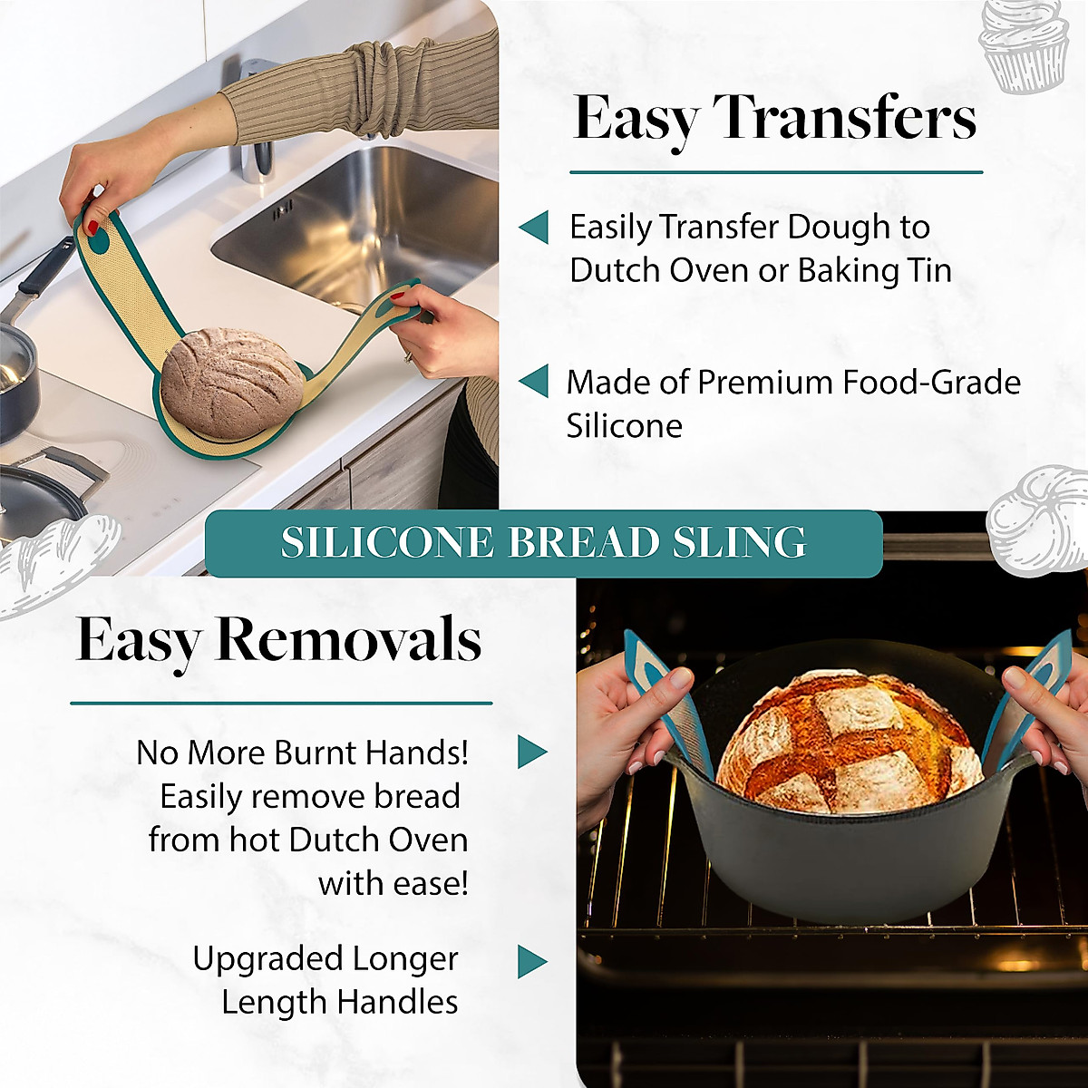 Banneton Bread Proofing Basket Set, 9 Inch Round & 10 Inch Oval Banneton Basket & Sourdough Bread Baking Supplies, with Danish Dough Whisk, Silicone Bread Sling, Linen Liner, Bread Lame, Bowl Scraper