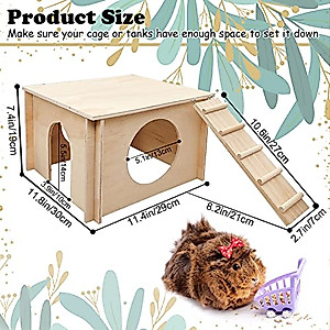 kathson Guinea Pig Hideout, Small Animal Hideaway Wooden House with Window and Ladder, Suitable for Hamsters, Chinchillas Small Animals