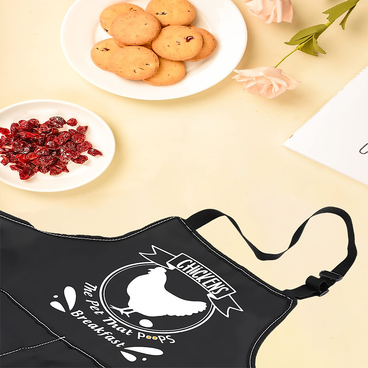 LEVLO Funny Chicken Kitchen Apron Chicken The Pet That Poops Breakfast Kitchen Apron Breakfast Apron For Men Women(Chicken Breakfast)