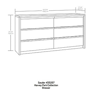 Sauder Harvey Park 6-Drawer Bedroom Dresser in Pacific Maple, Pacific Maple Finish