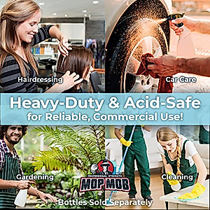 Mop Mob Leak-Free Acid Resistant Spray Head 4 Pack By Durable Industrial Sprayer for Acid-Based Wheel Cleaner Used In Auto/Car Detailing. Heavy Duty Low-Fatigue Trigger and Nozzle With 9 1/4 Dip Tube