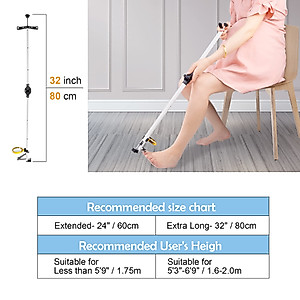 Foldable Long Handle Toenail Clippers Scissors, Easy Reach Pedicure Auxiliary Tools, Extended Nail Clippers for Seniors,Overweight, Hip and Waist Patients| Easy to Carry(with Magnifier, 32Inch)