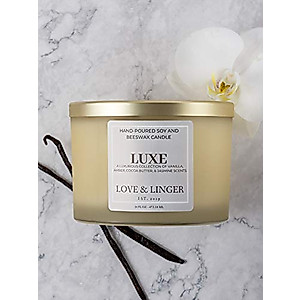Luxury Candle | Luxe Candles | Soy & Beeswax Candles for Home | 16 oz. Large Jar 3 Wick Candle | Unique Candles | Candle Gift for Women | Bridesmaid Candle Gift