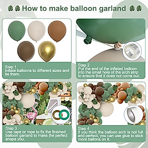 PERPAOL 148pcs Woodland Safari Jungle Wild One Balloon Garland Arch Kit Sage Green and Brown Sand white Balloons with Palm Leaves for Tropical Boho Birthday Party Supplies Baby Shower Decorations