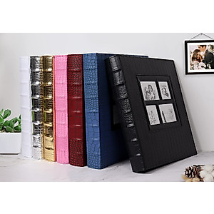 RECUTMS Photo Album 600 Pockets Leather Cover Black Pages Big Capacity for 4x6 Photos Book Hardcover Wedding Gift Valentines Day Present Family Baby Albums