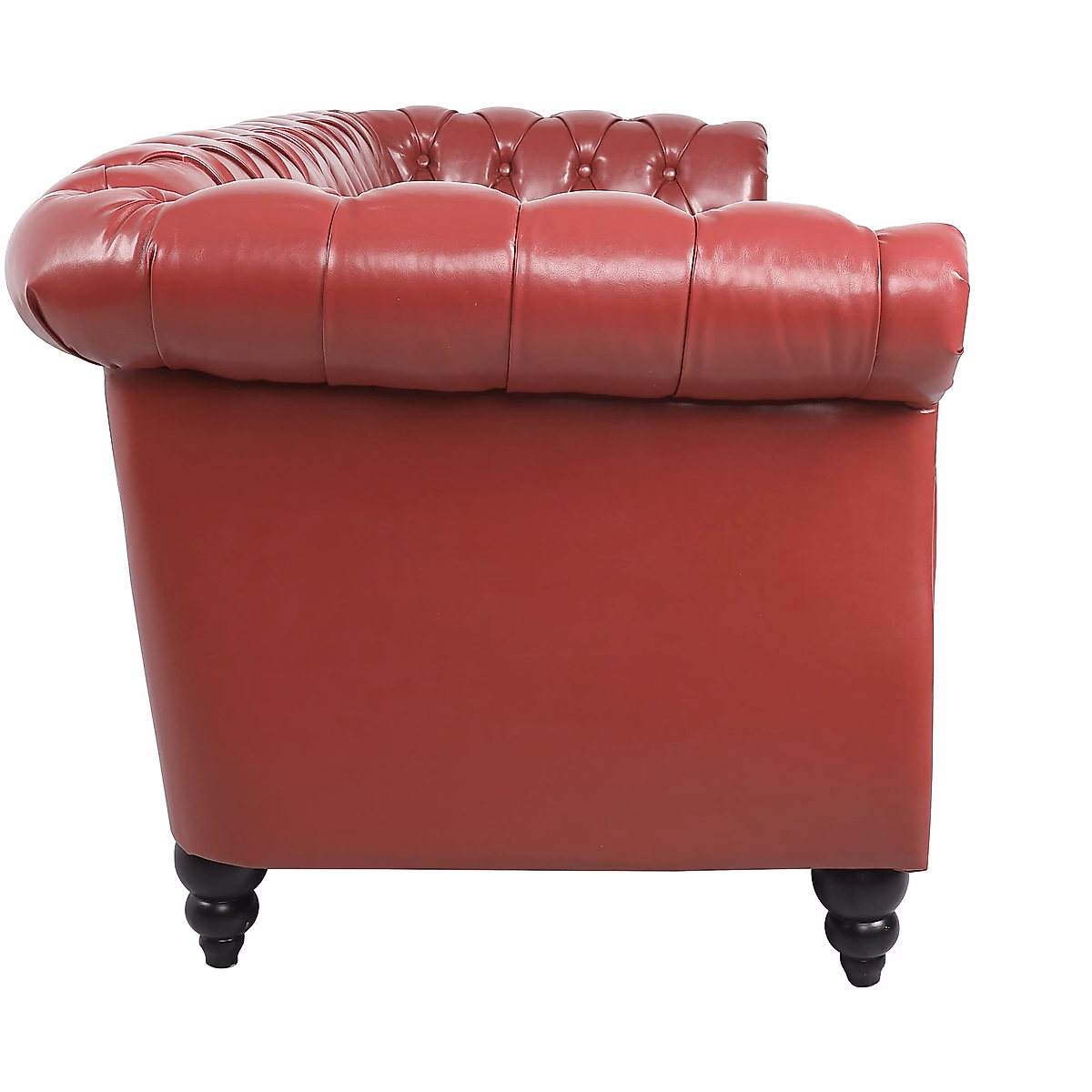 LEVNARY Chesterfield Sofa, Classic Tufted Upholstered Leather Couch, Modern 3 Seater Couch Furniture with Tufted Back for Living Room Office (Wine Red)
