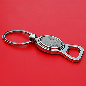 US 1937 Indian Head Buffalo Nickel 5 Cent Coin Silver Tone Key Chain Ring Bottle Opener NEW
