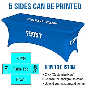 OUUKHGY Custom Tablecloth, Personalized Spandex Table Cloth with Bussiness Logo Text Photo Image, Rectangular Fitted Events Stretch Table Covers Washable Table Protector