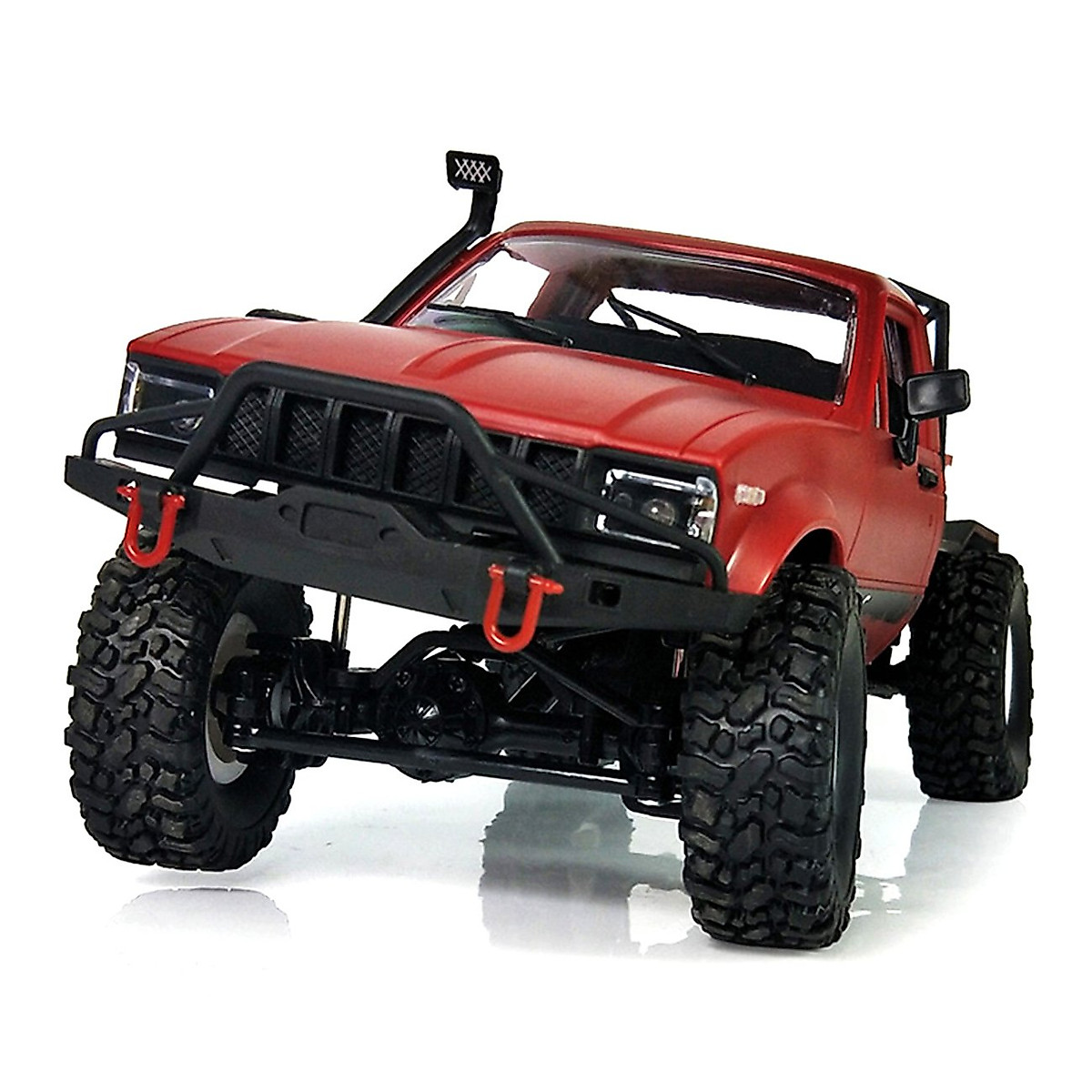 YIKESHU RC Truck Remote Control Rock Crawler Off-Road Racing Vehicles 1:16 2.4G 2CH 4WD Offroad RC Crawler Kids Toy Climb Semi Truck RTR Trailer LED Lights Red (WPL-C14)