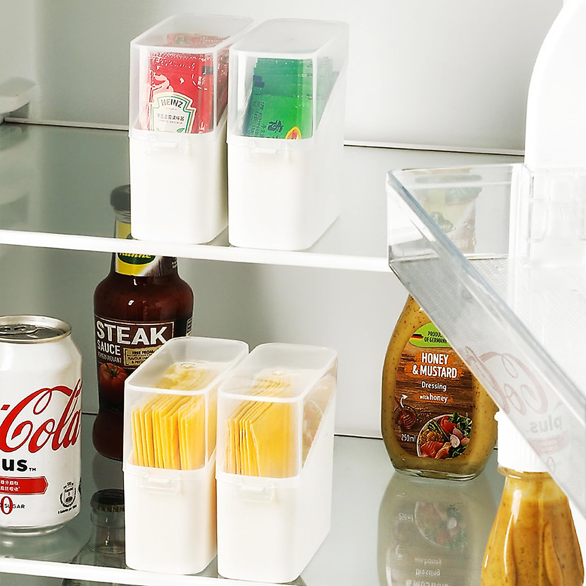 PARBEE Sliced Cheese Container for Fridge, 2 Pack Airtight Clear Slice Holder to Keep Cheese Fresh Longer