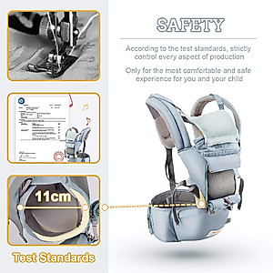 FRUITEAM 6-in-1 Baby Carrier with Waist Stool/Hip Seat for Breastfeeding, One Size Fits All - Adapt to Newborn, Infant & Toddler (Blue)