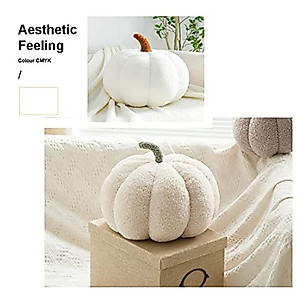 Mixdameny Pumpkin Pillows, Soft Stuffed Pumpkin Pillow Plush,Pumpkin-Shaped Plush Cushion,Fall Decorative Pumpkin Shaped Throw Pillow Cute Shaped Cushion (White, 11 in)