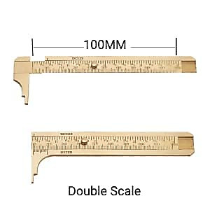Handy Sliding Gauge Double Scales Vernier Caliper Ruler Measuring Tool mm/inch Brass Pocket Ruler 100mm